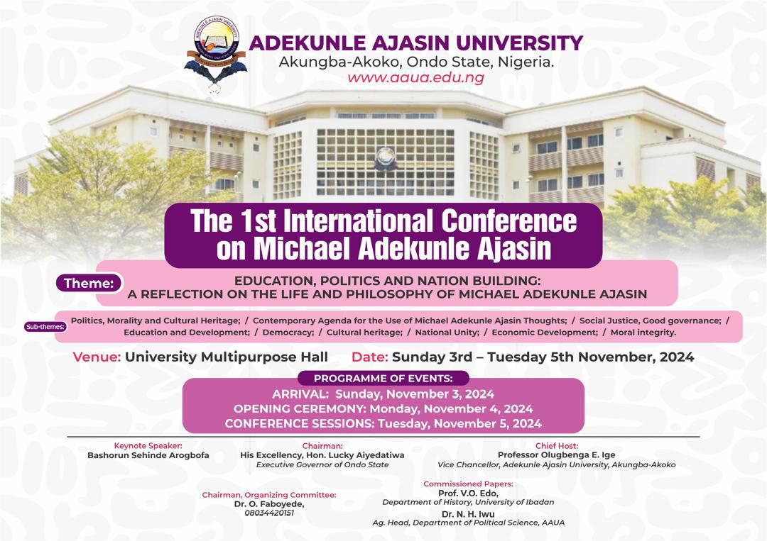 AAUA to hold maiden Michael Adekunle Ajasin International Conference ...