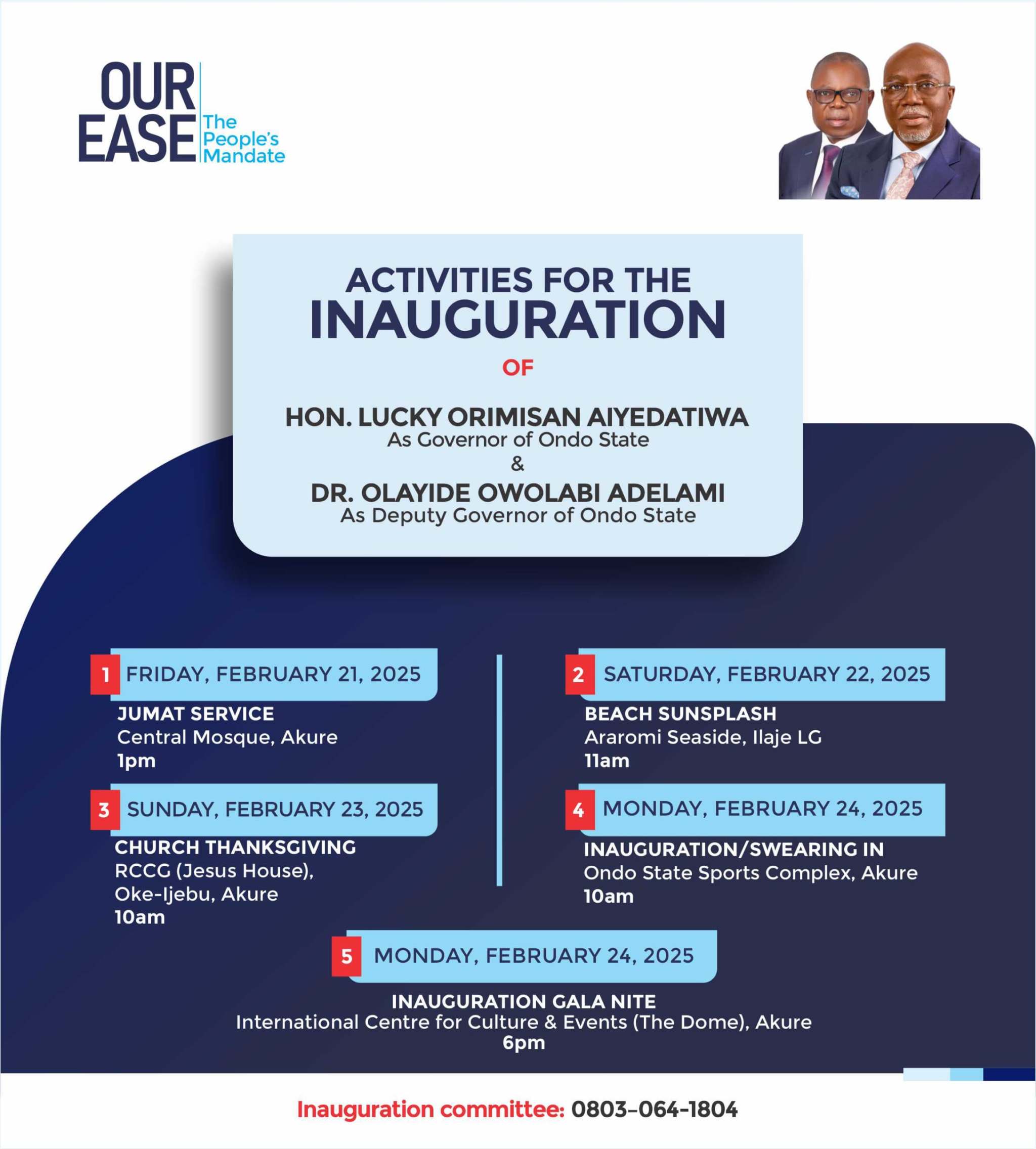 Committee rolls out activities for Aiyedatiwa, Adelami inauguration ...